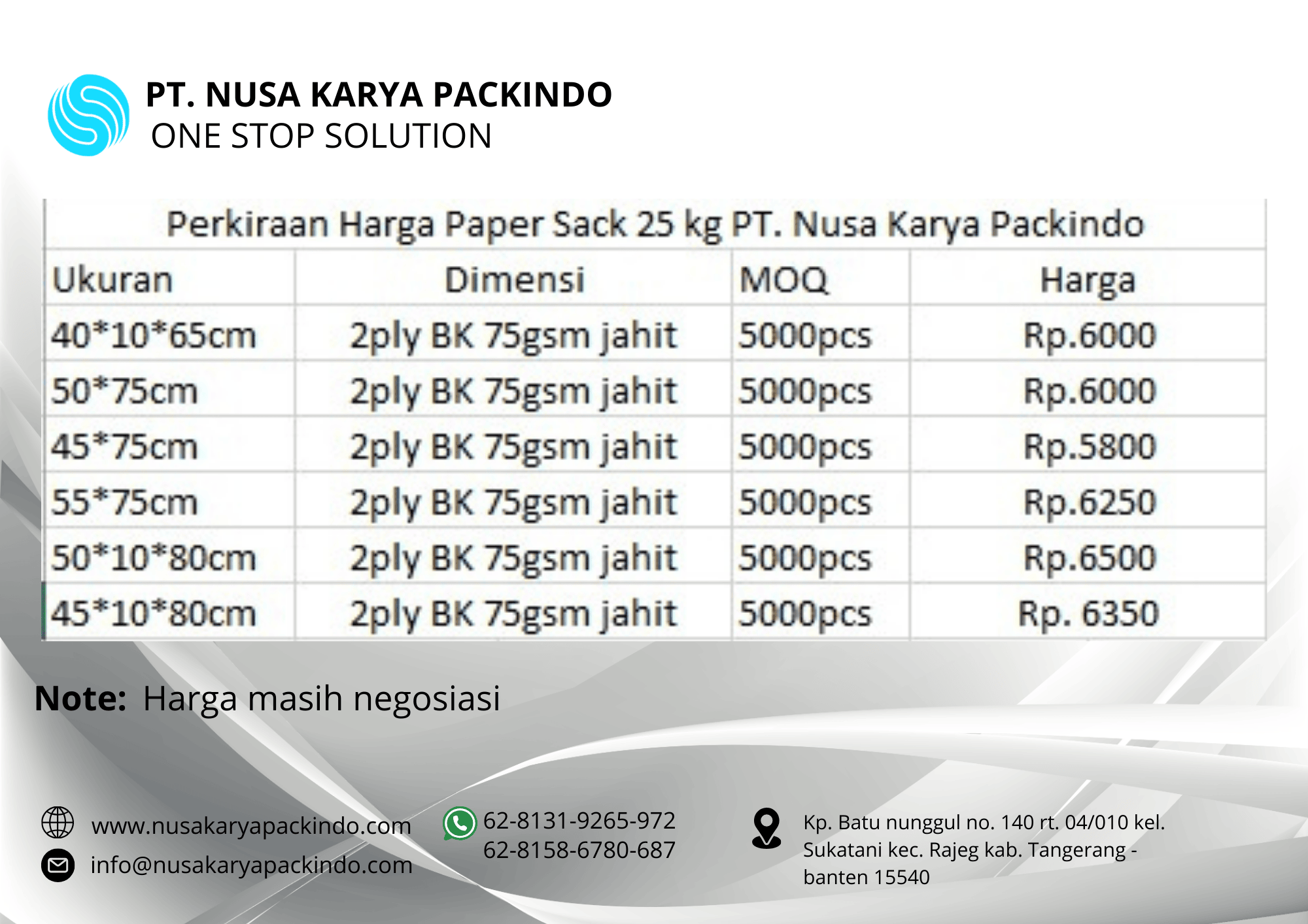 Harga Terbaru Paper Sack 25 Kg di Indonesia - Produsen Paper Sack ...